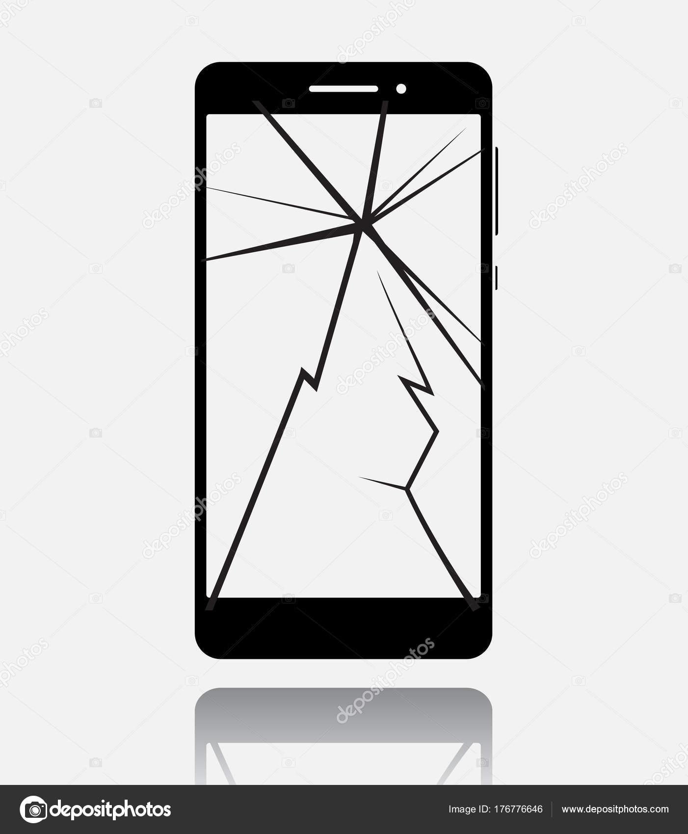 Broken smartphone with cracked touch screen Stock Vector Image by ...