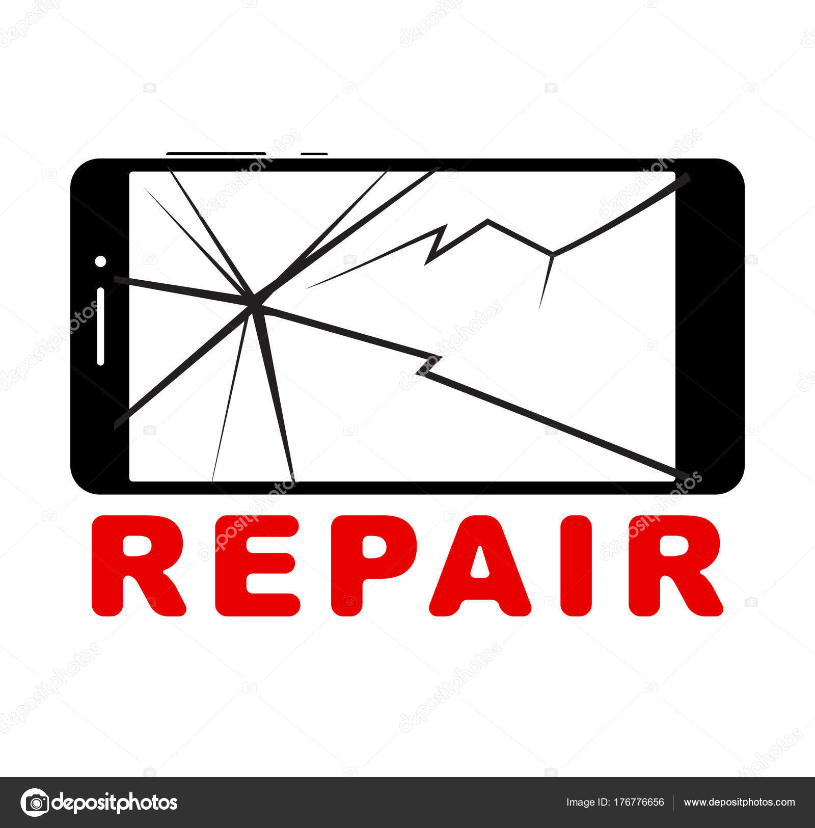 Broken smartphone with cracked touch screen Stock Vector Image by ...