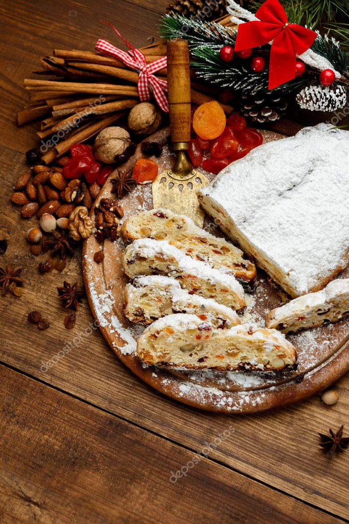 Traditional German cake with raisins Dresdner stollen — Stock Photo ...
