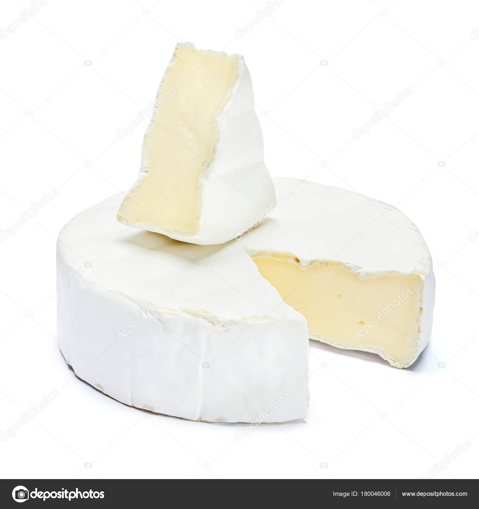 Round brie or camambert cheese on a white background Stock Photo by ...