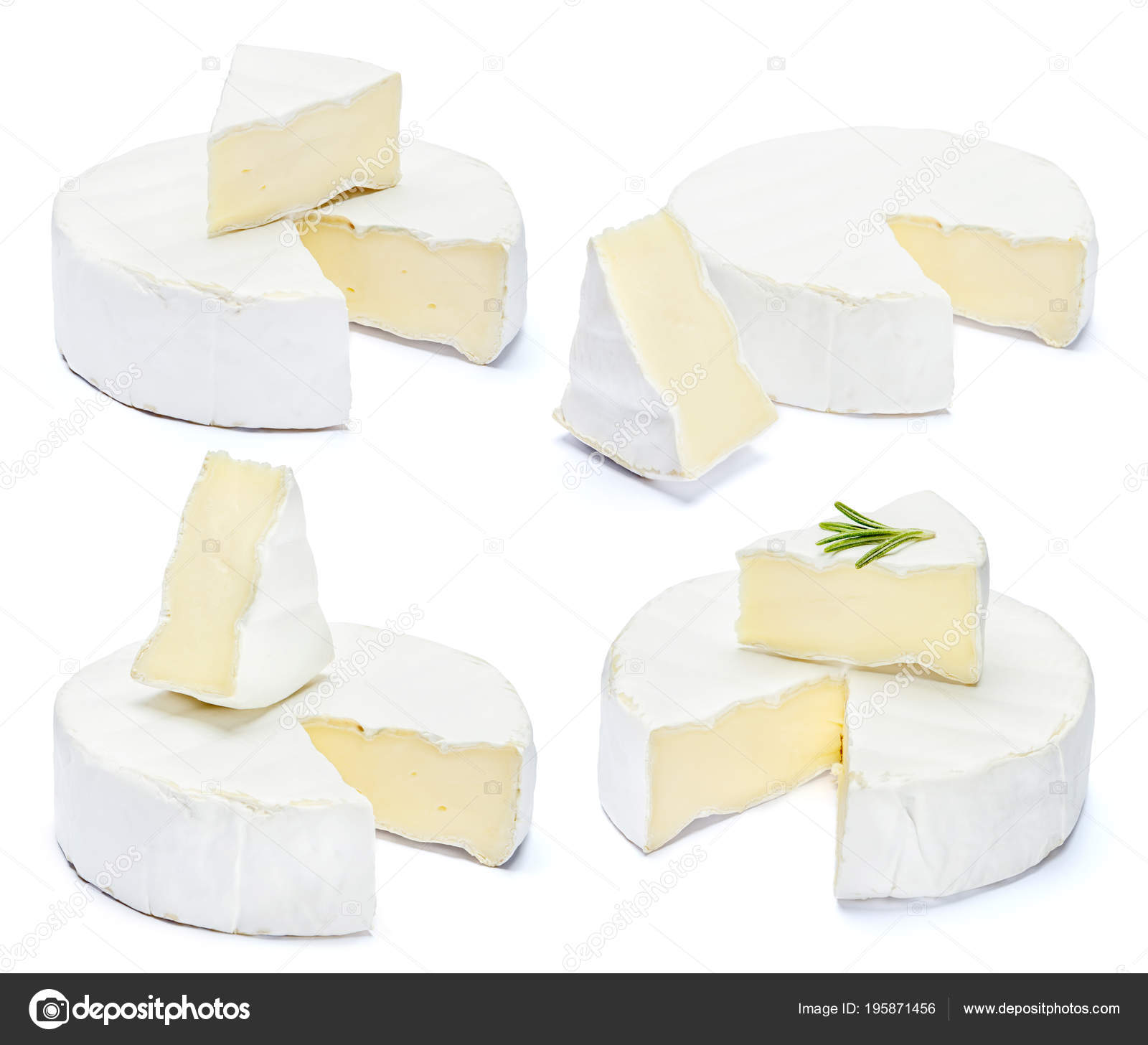 Set of Round brie or camambert cheese on a white background — Stock ...