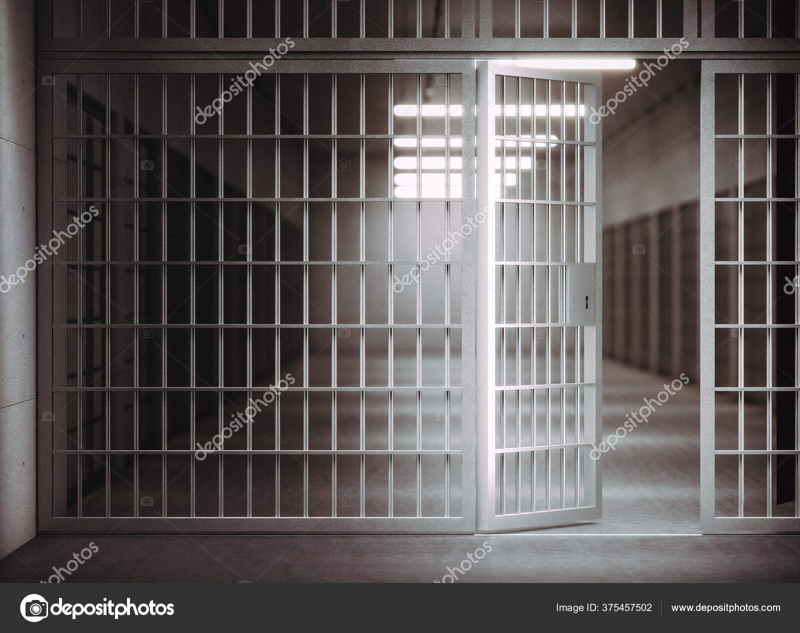 Corridor Prison Bars Open Cell Door Render Concept Retention Crisis ...