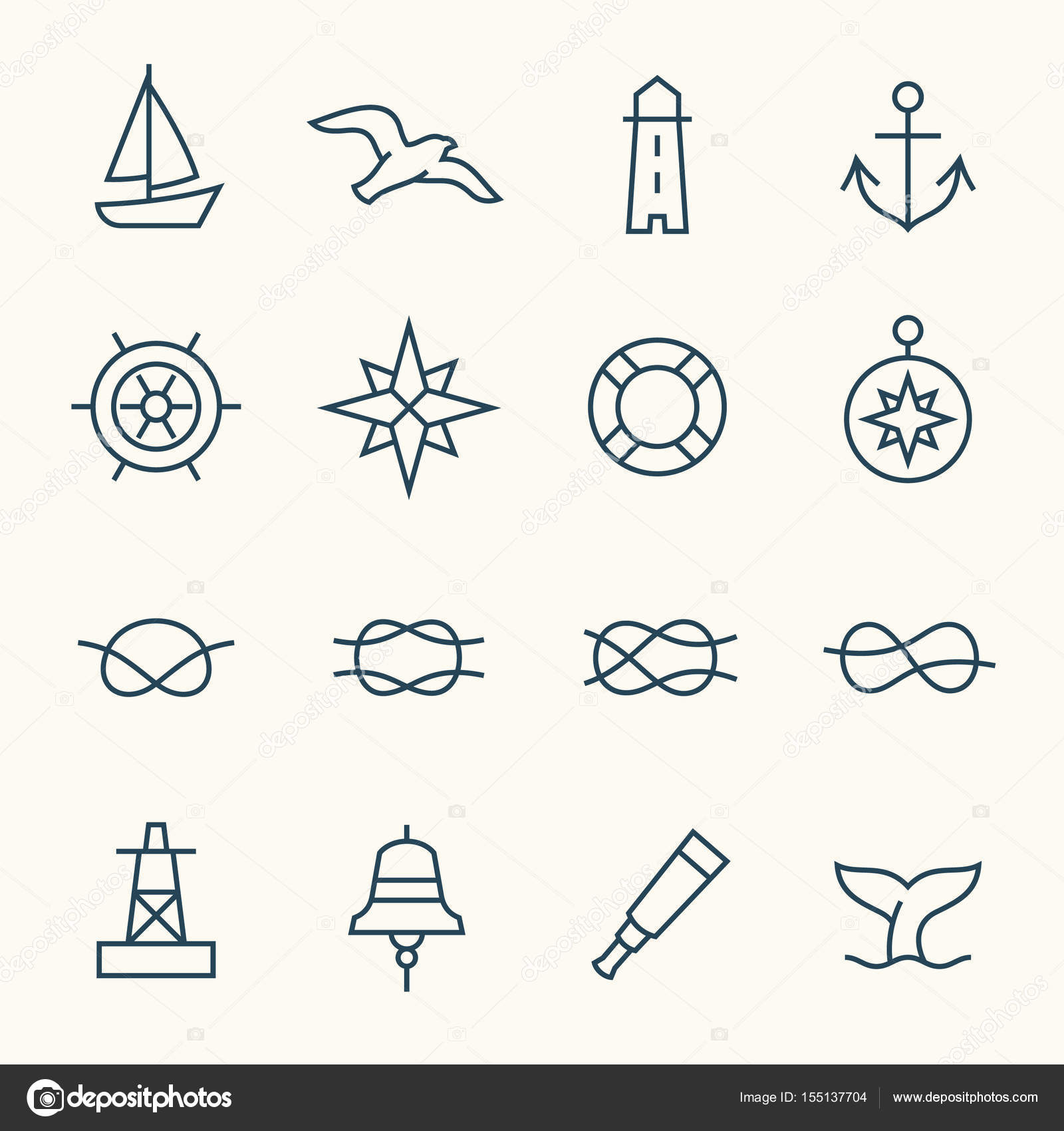 Nautical icons set Stock Vector by ©missbobbit 155137704