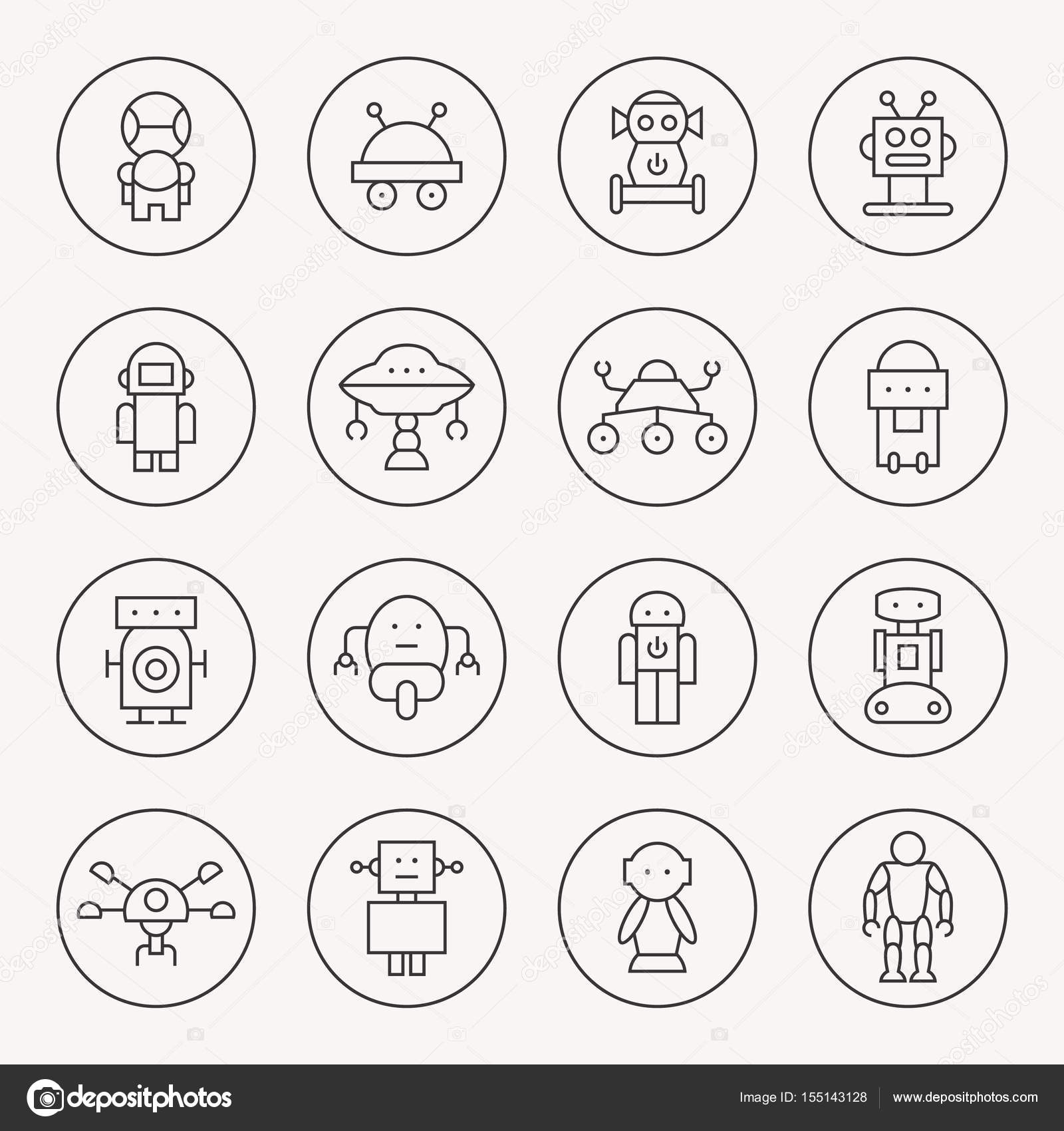 Robots icons set Stock Vector by ©missbobbit 155143128 Robots icons set Stock Vector by ©missbobbit 155143128