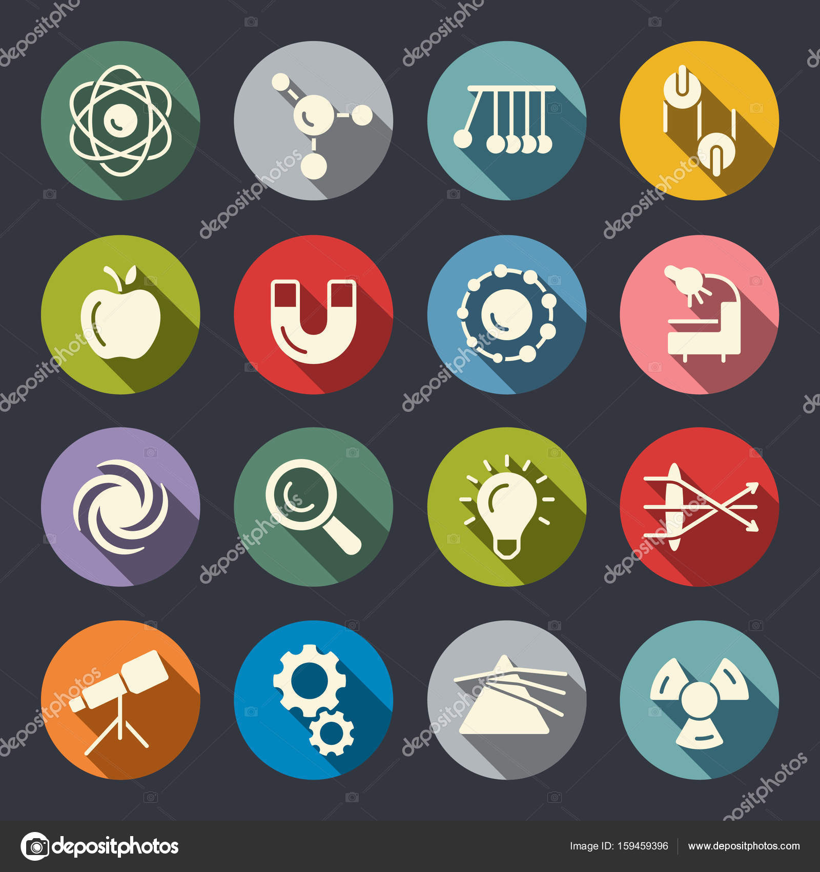 Physics science icons Stock Vector Image by ©missbobbit #159459396