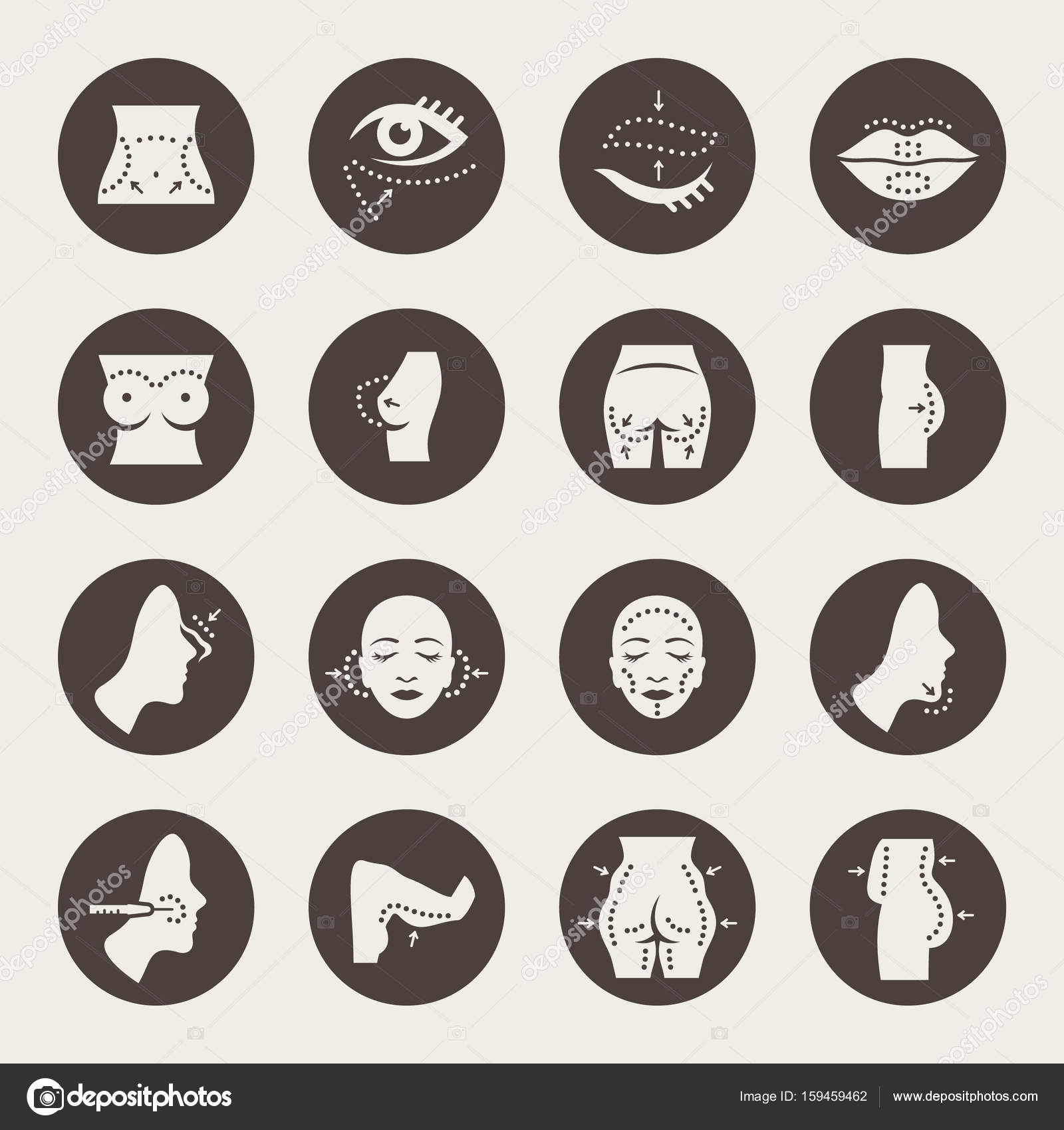 Plastic surgery icon set Stock Vector Image by ©missbobbit #159459462