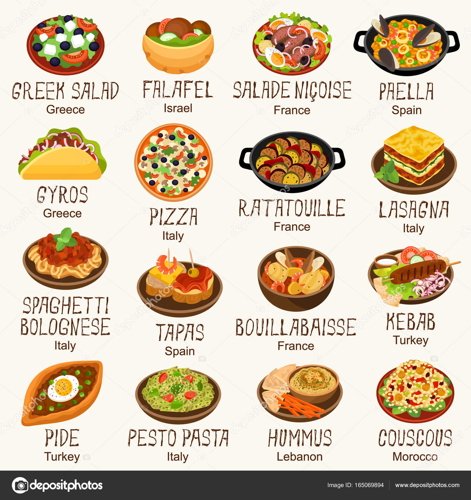 Mediterranean food icons set Stock Illustration by ©missbobbit #165069894