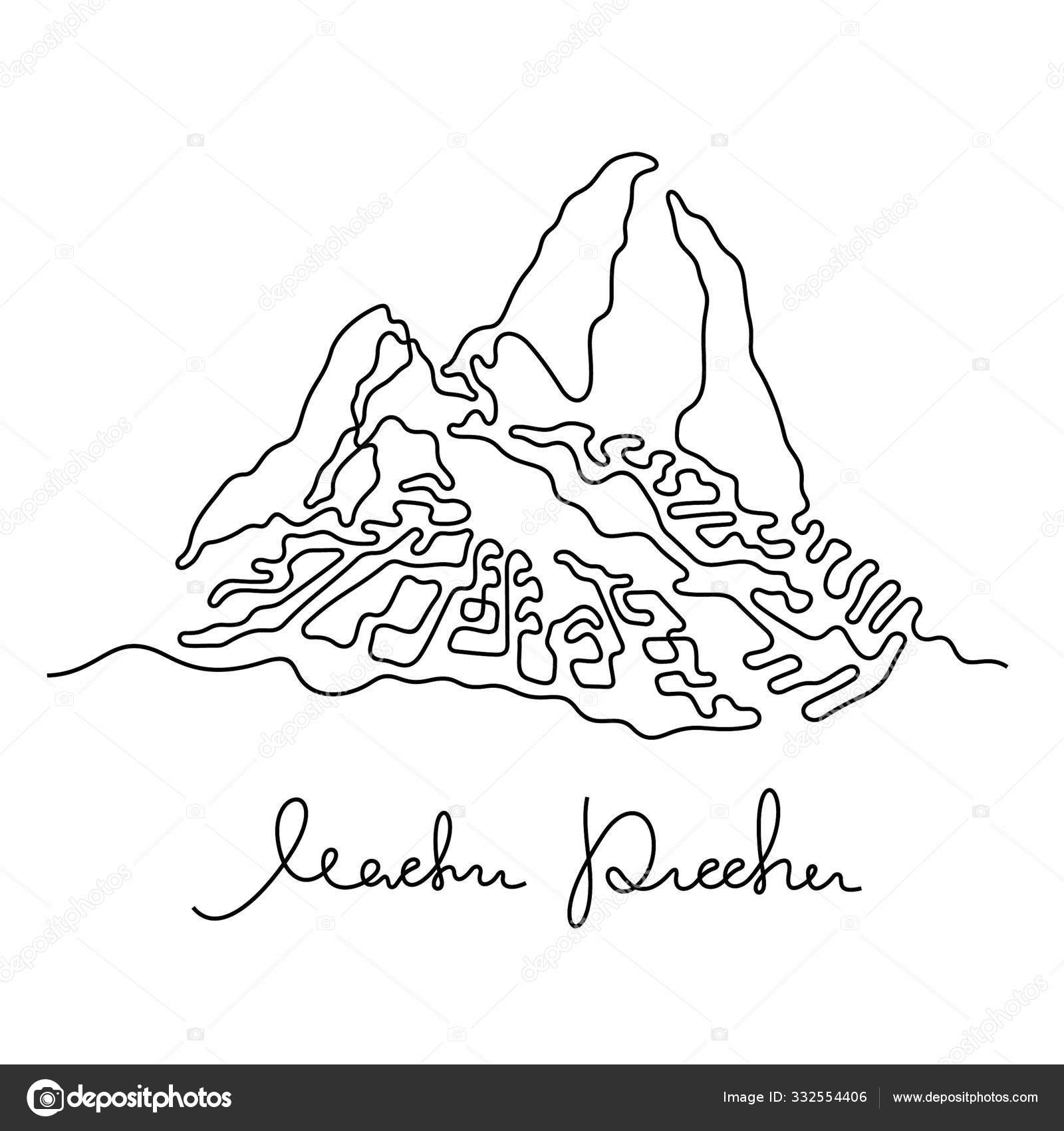 Icono Línea Machu Picchu Simplemente Ilustración Vectorial Vector de ...