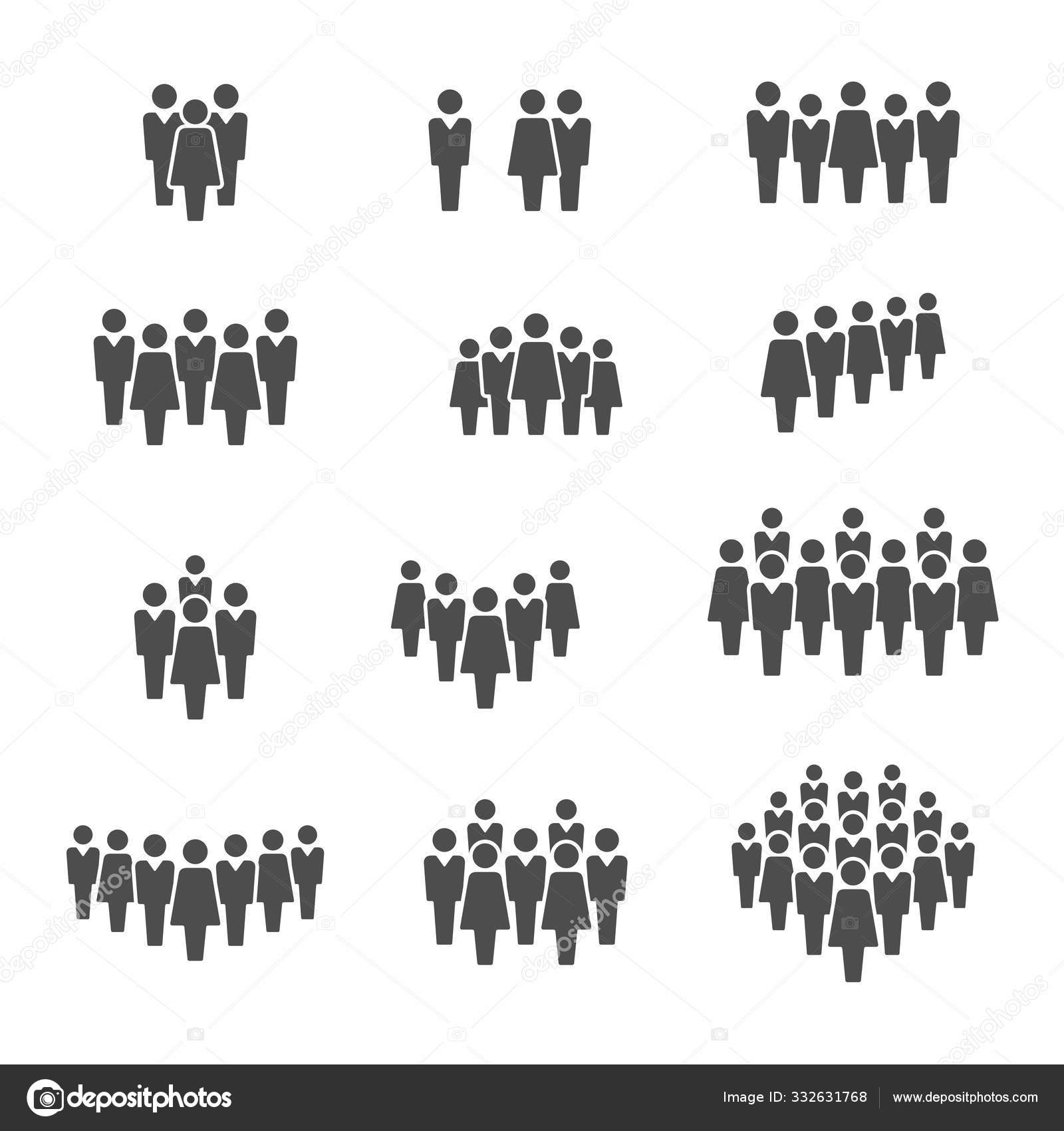 People Equal Groups Line Icons Simply Vector Illustration Stock Vector ...