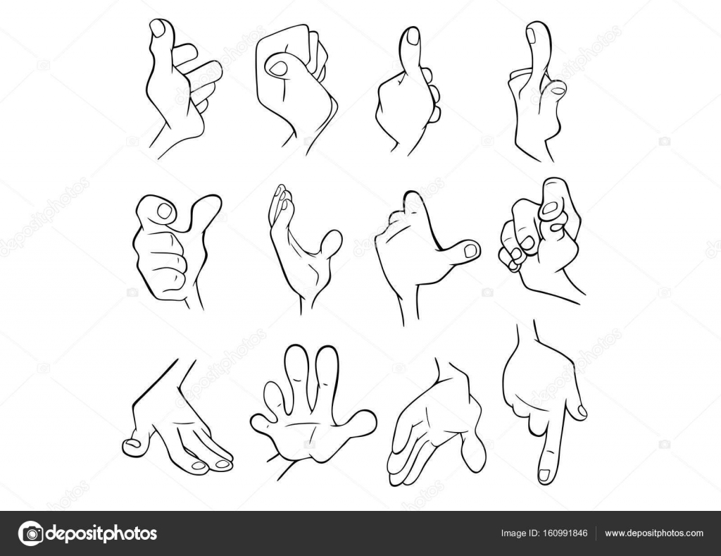 Nastavit kreslené ilustrace. Ruce s různými výrazy pro vás Design Stock ...