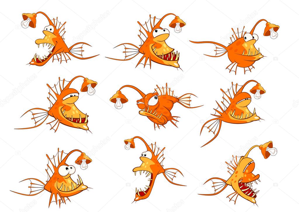 Conjunto de coloridos peces dibujados a mano personajes de dibujos ... Conjunto de coloridos peces dibujados a mano personajes de dibujos ...