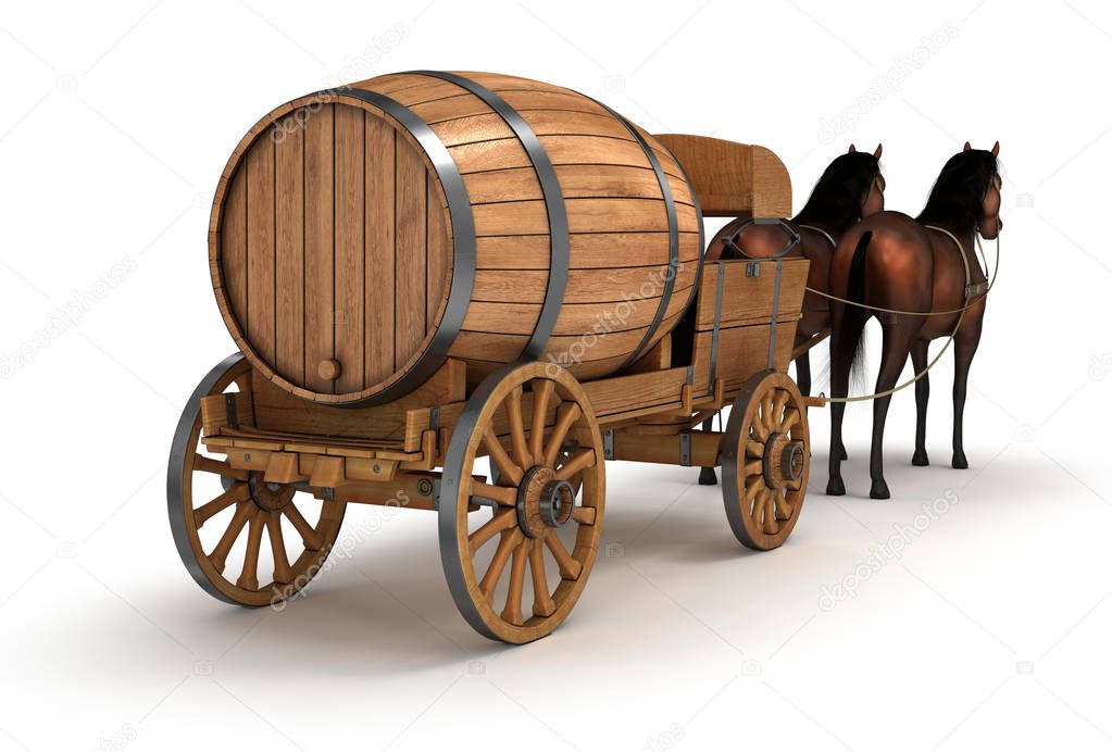 Horse carriage with a large barrel. 3d image. Stock Photo by ©wir0man ...