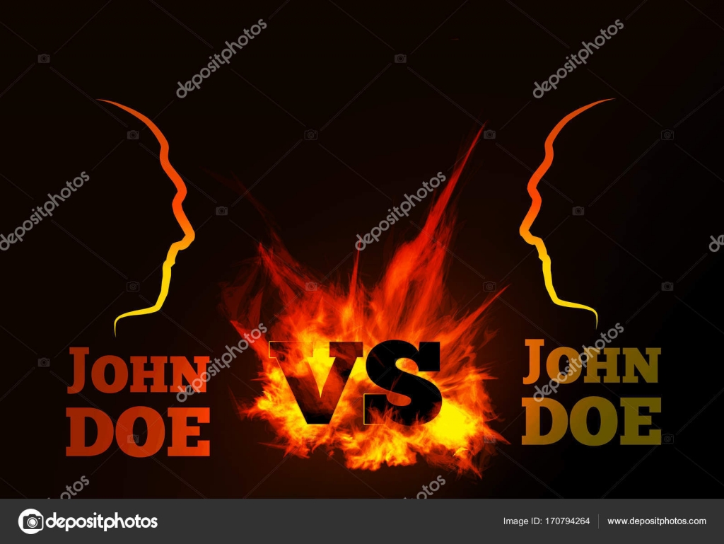 VS comparison of a vector background with a fiery flame Stock Vector ...