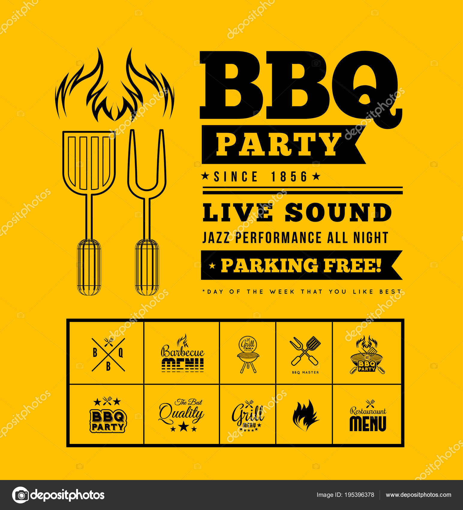 BBQ party vector illustration Stock Vector Image by ©mpavlov #195396378