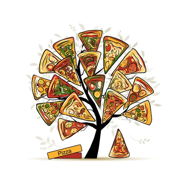 Pizza tree, sketch for your design — Stock Vector © Kudryashka #78686090