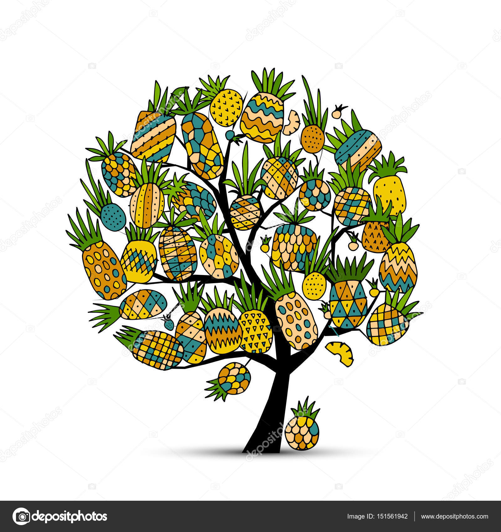 Pineapple tree, sketch for your design Stock Vector Image by ...