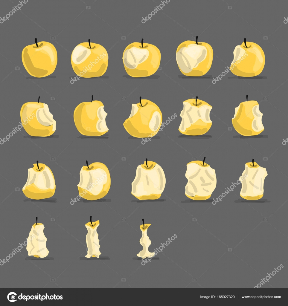 Stages of eating apple, sketch for your design Stock Vector by ...