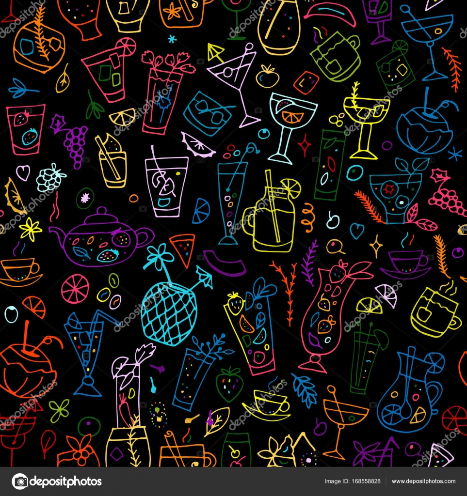Cocktails collection, seamless pattern for your design Stock Vector by ...