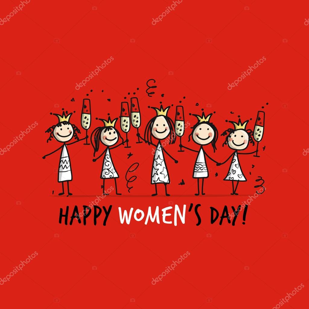 8 de marzo, D a Internacional de la Mujer. Chicas guapas con bebidas ...