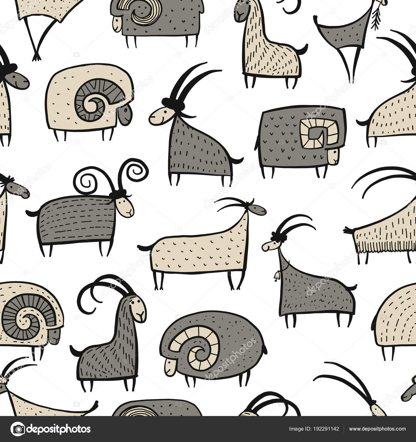 Goats and rams, seamless pattern for your design Stock Vector by ©Kudryashka 192291142