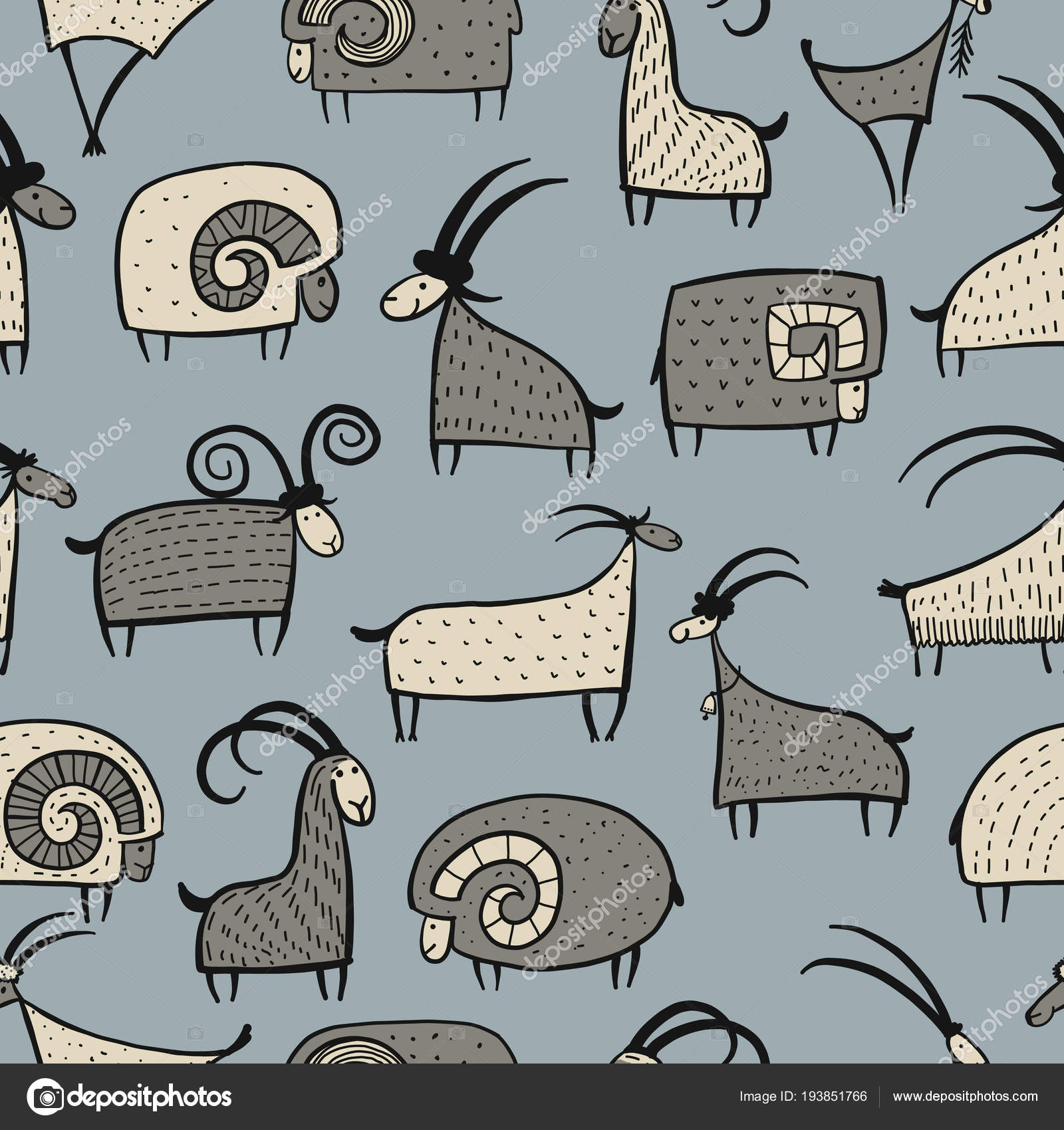 Goats and rams, seamless pattern for your design Stock Vector by ©Kudryashka 193851766