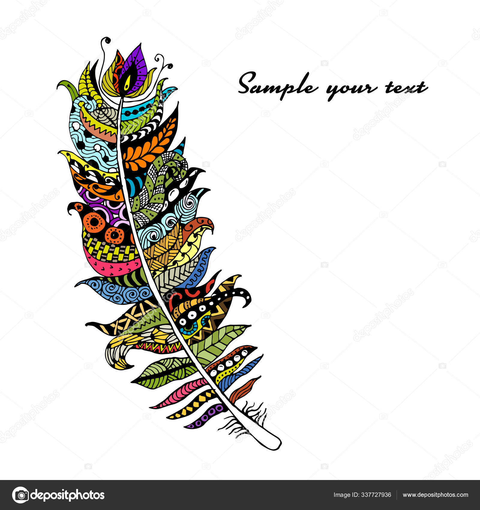 Plumes d'art, style zentangle pour votre design Vecteur par ©Kudryashka ...
