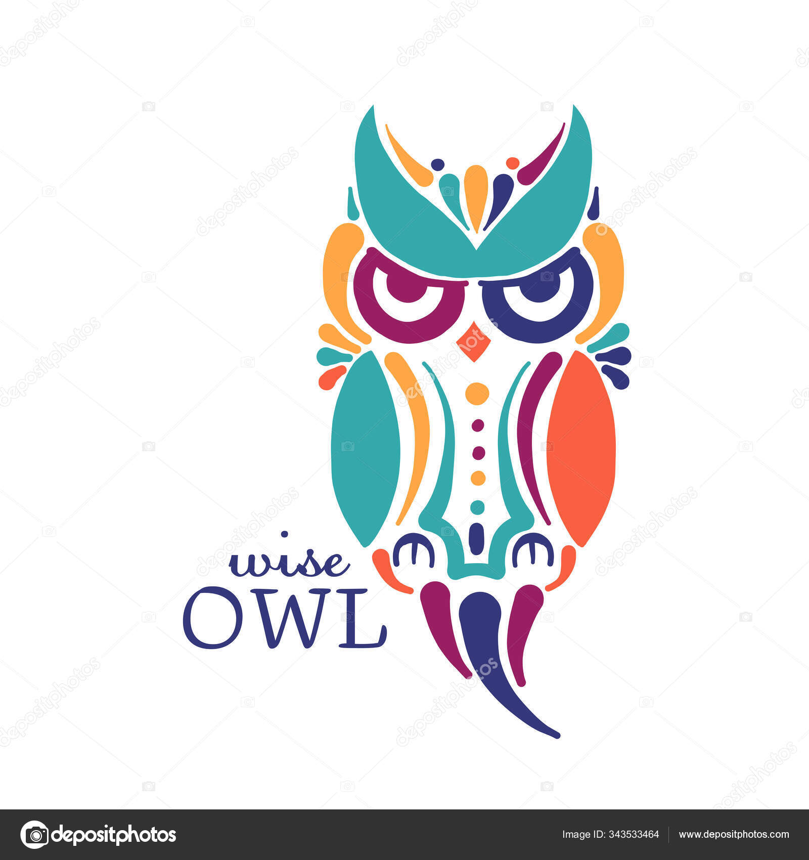 Cute owl colorful, logo design template Stock Illustration by ...