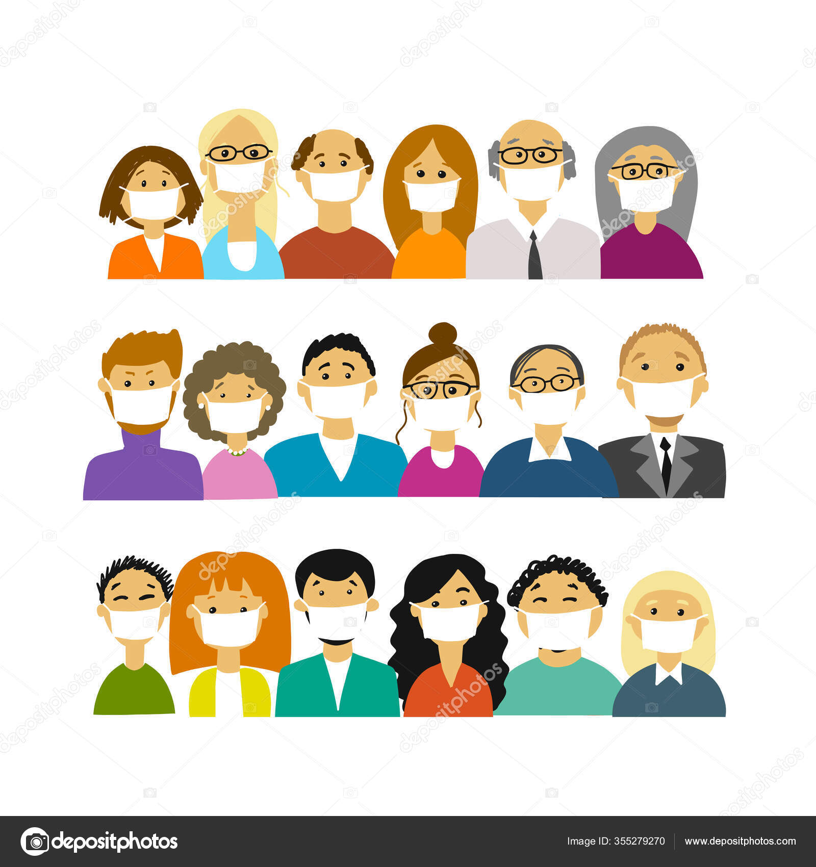 People wearing face masks, air pollution, contaminated air, world ...