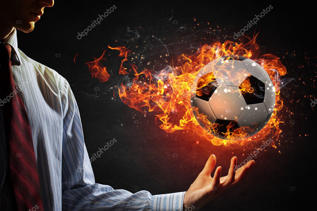 Ball burning in fire . Mixed media Stock Photo by ©SergeyNivens 125382630