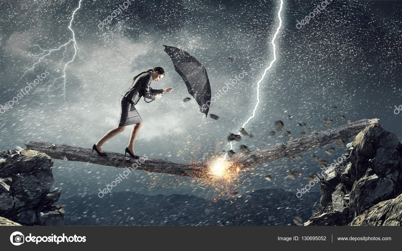 Overcoming challenges and crisis . Mixed media Stock Photo by ...