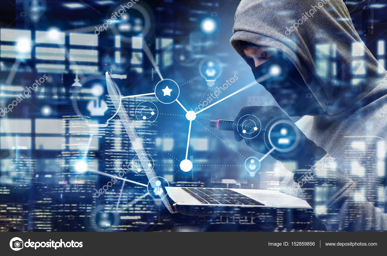 Network security and privacy crime. Mixed media Stock Photo by ...