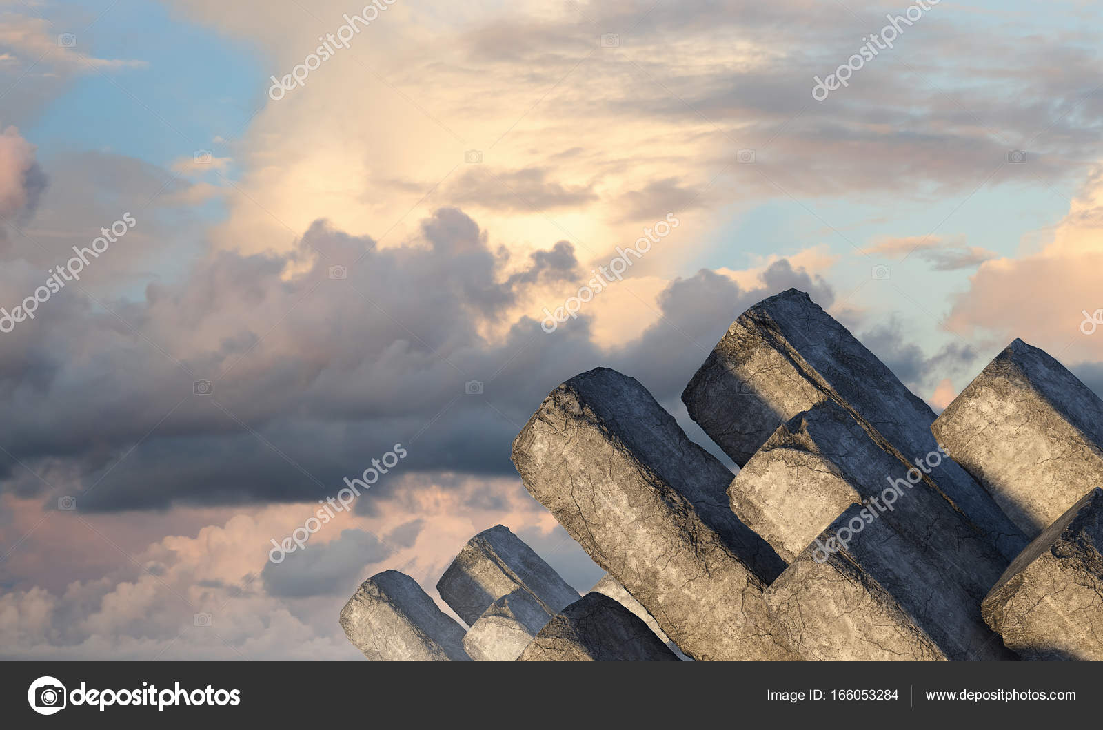 Concrete columns as graph. Mixed media Stock Photo by ©SergeyNivens ...