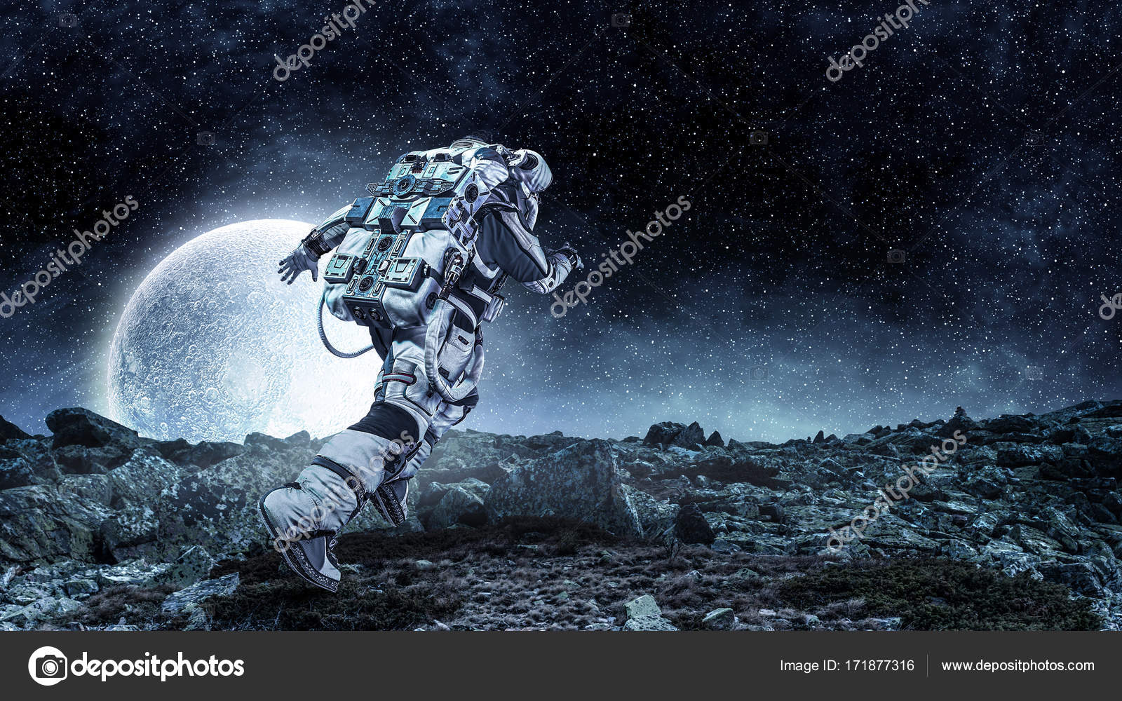 Spaceman running fast. Mixed media – Stock Editorial Photo ...