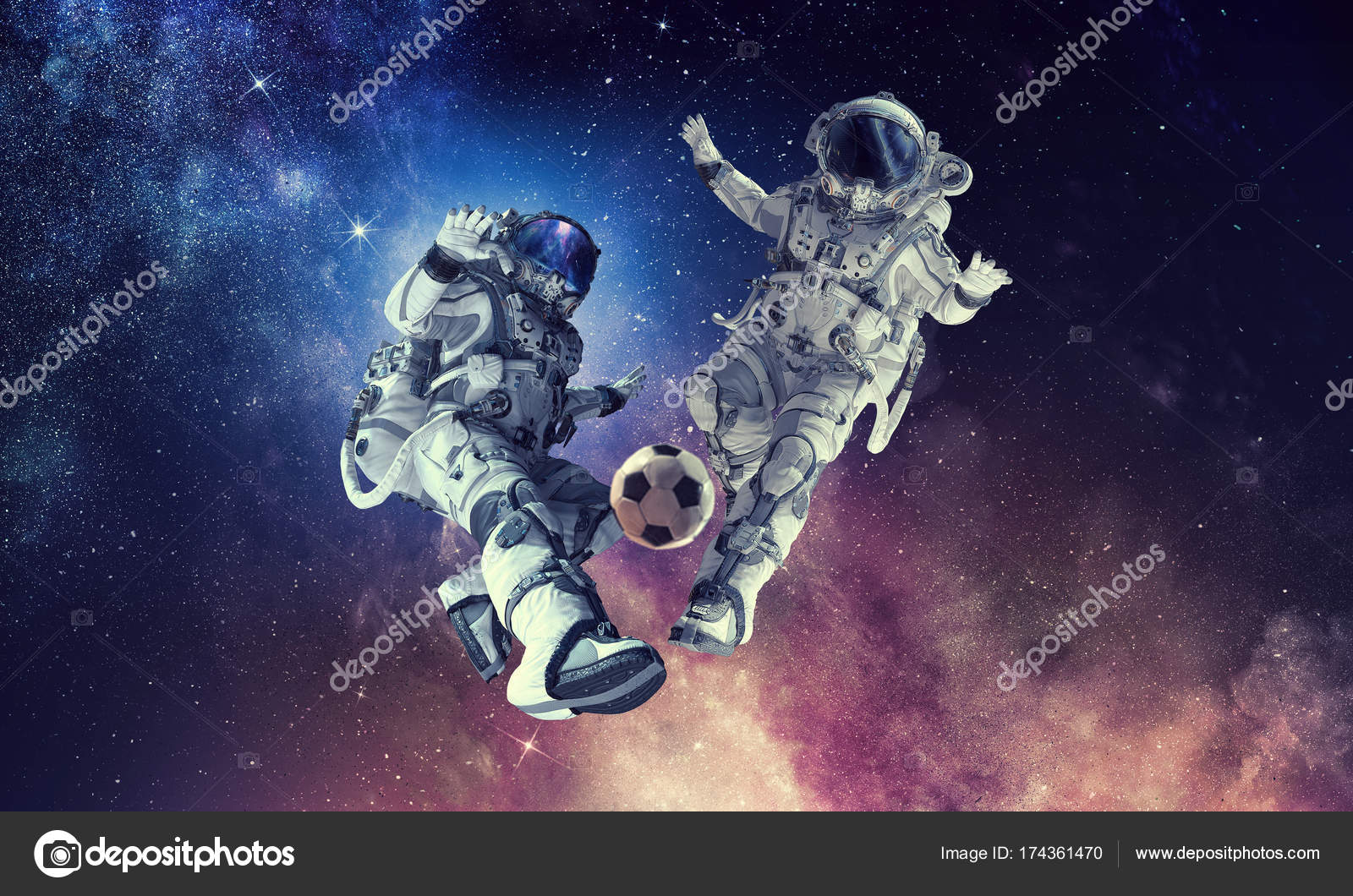 Two Astronauts Floating In Space