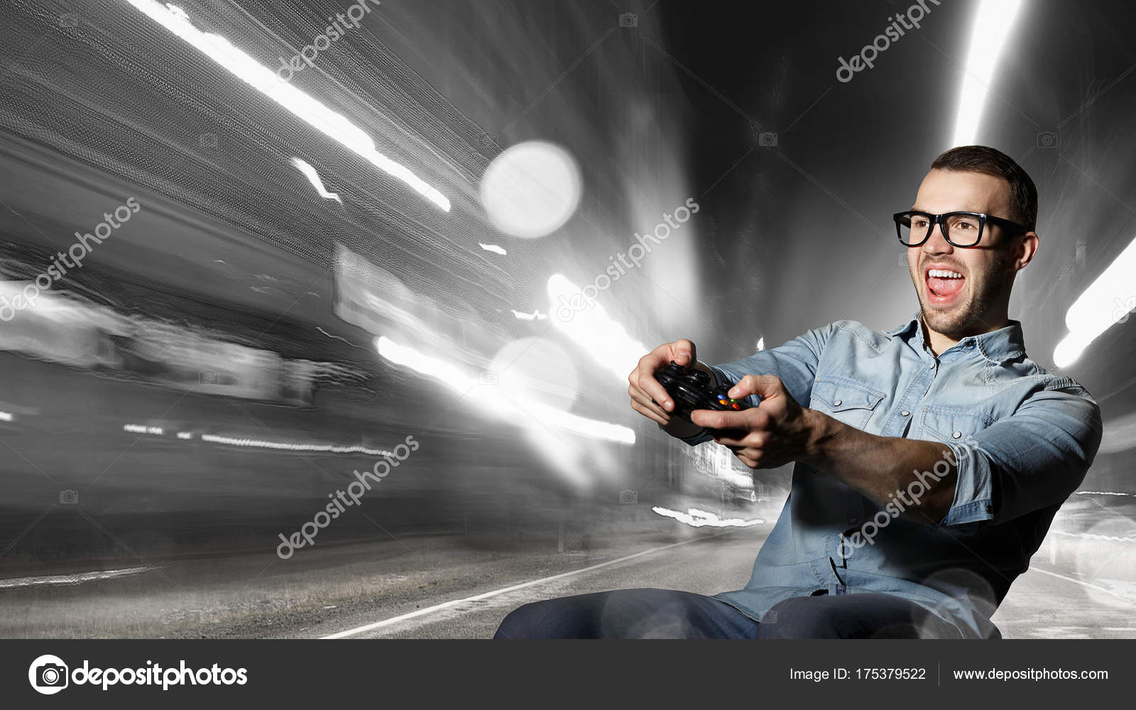 Gamer guy with joystick — Stock Photo © SergeyNivens #175379522