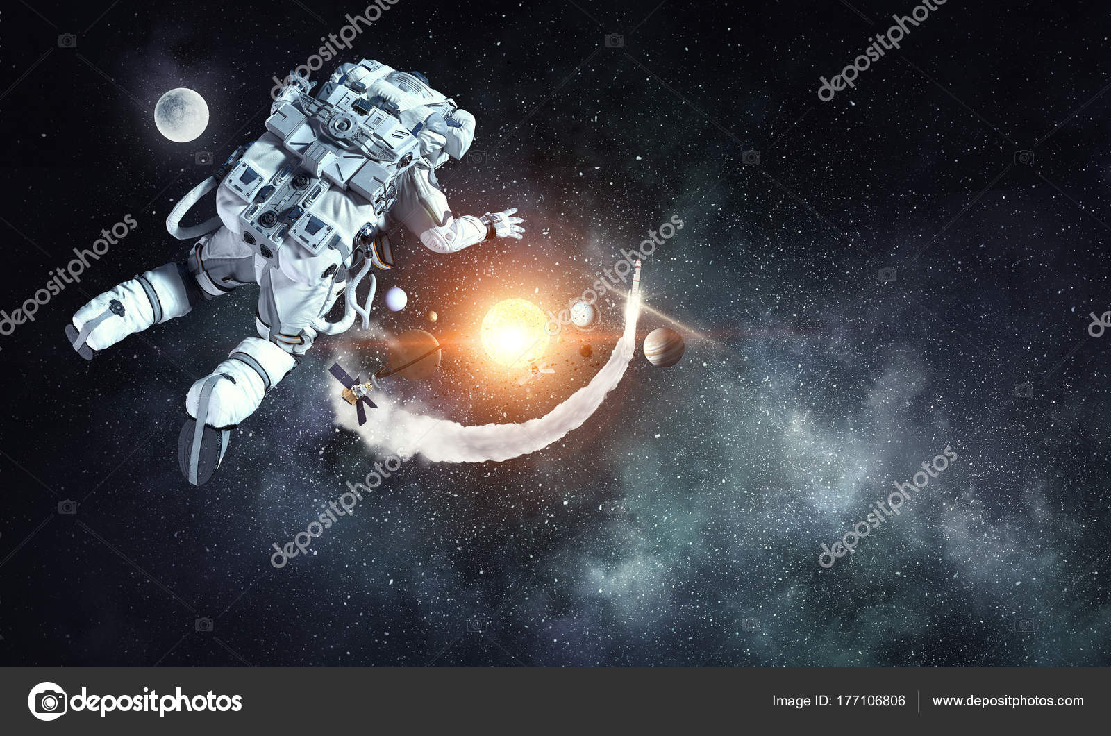 Spaceman and his mission. Mixed media – Stock Editorial Photo ...