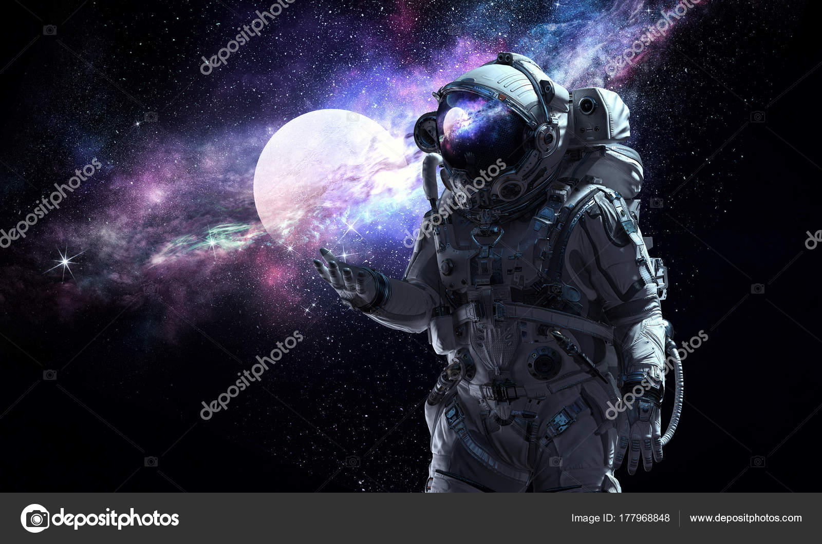 Spaceman and his mission. Mixed media Stock Illustration by ...