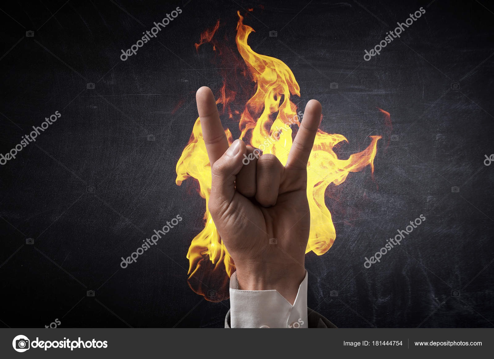 Rock Hand Sign Fire