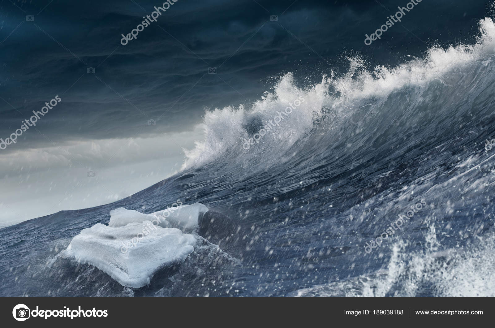 Ice floe on waves Stock Photo by ©SergeyNivens 189039188