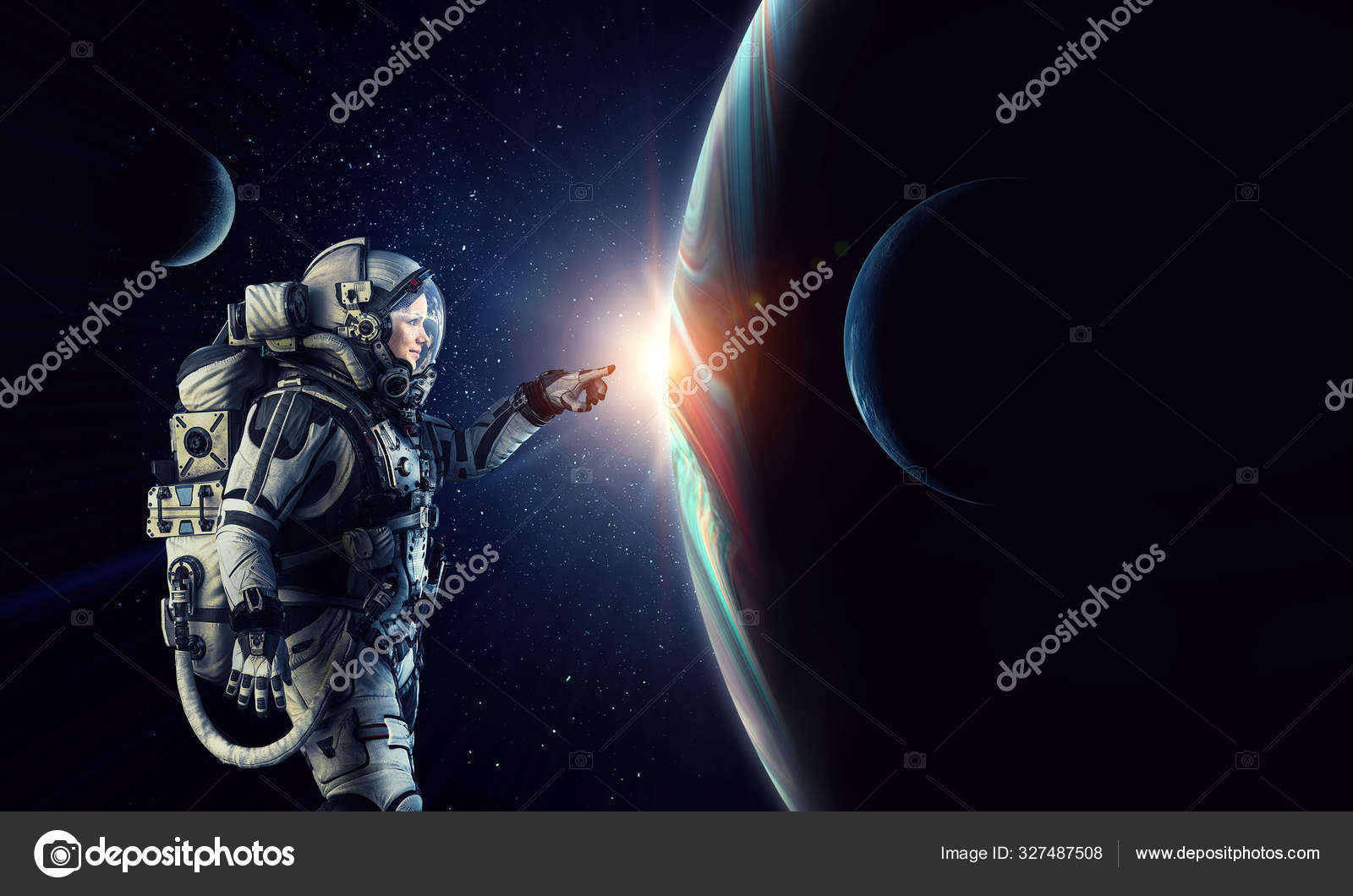 Exploring outer space. Mixed media — Stock Photo © SergeyNivens #327487508