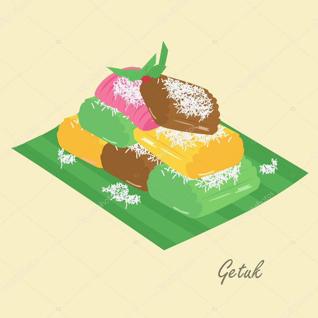 Getuk Lindri con coco rallado, pastel tradicional indonesio. Indonesia ...