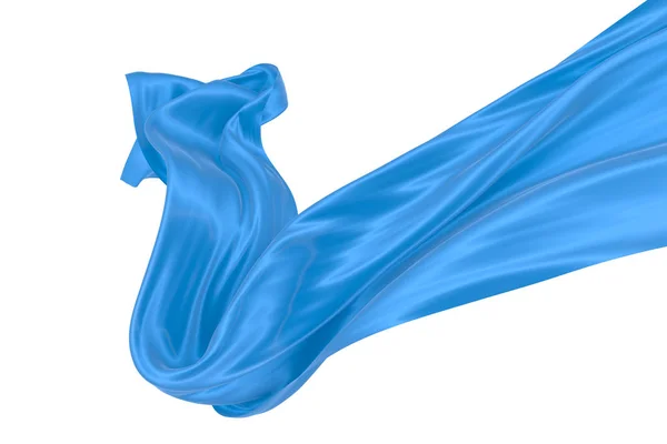 Beautiful flowing fabric of blue wavy silk or satin. 3d rendering image ...