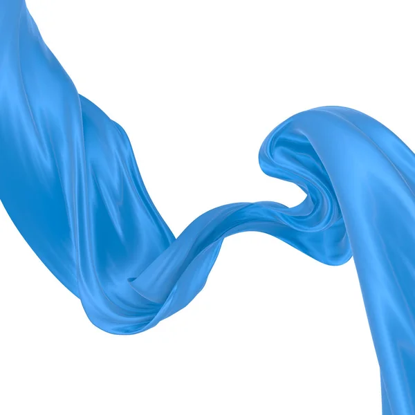 Beautiful flowing fabric of blue wavy silk or satin. 3d rendering image ...