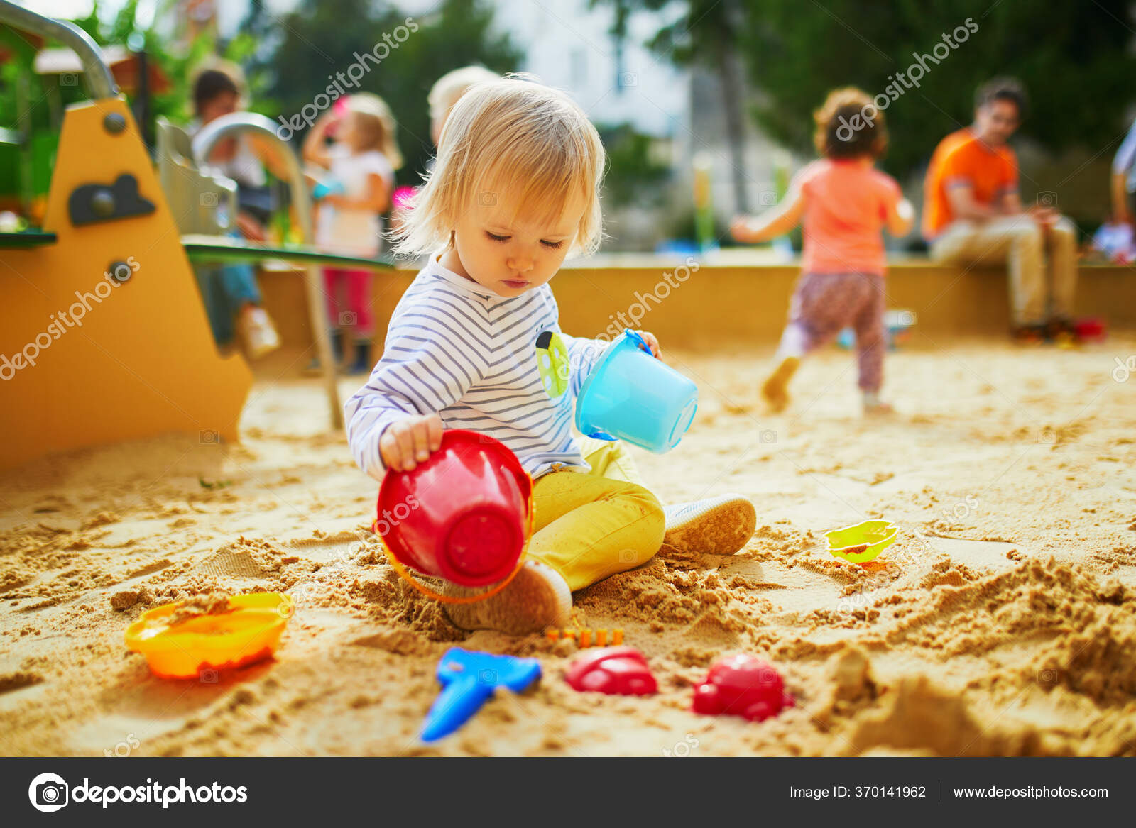 Adorable Little Girl Playground Sandpit Toddler Playing Sand Molds ... Adorable Little Girl Playground Sandpit Toddler Playing Sand Molds ...