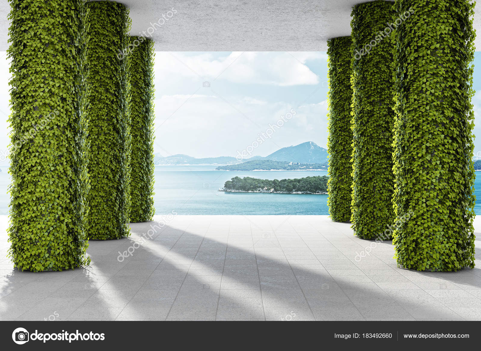 Large terrace with columns — Stock Photo © Shenki #183492660