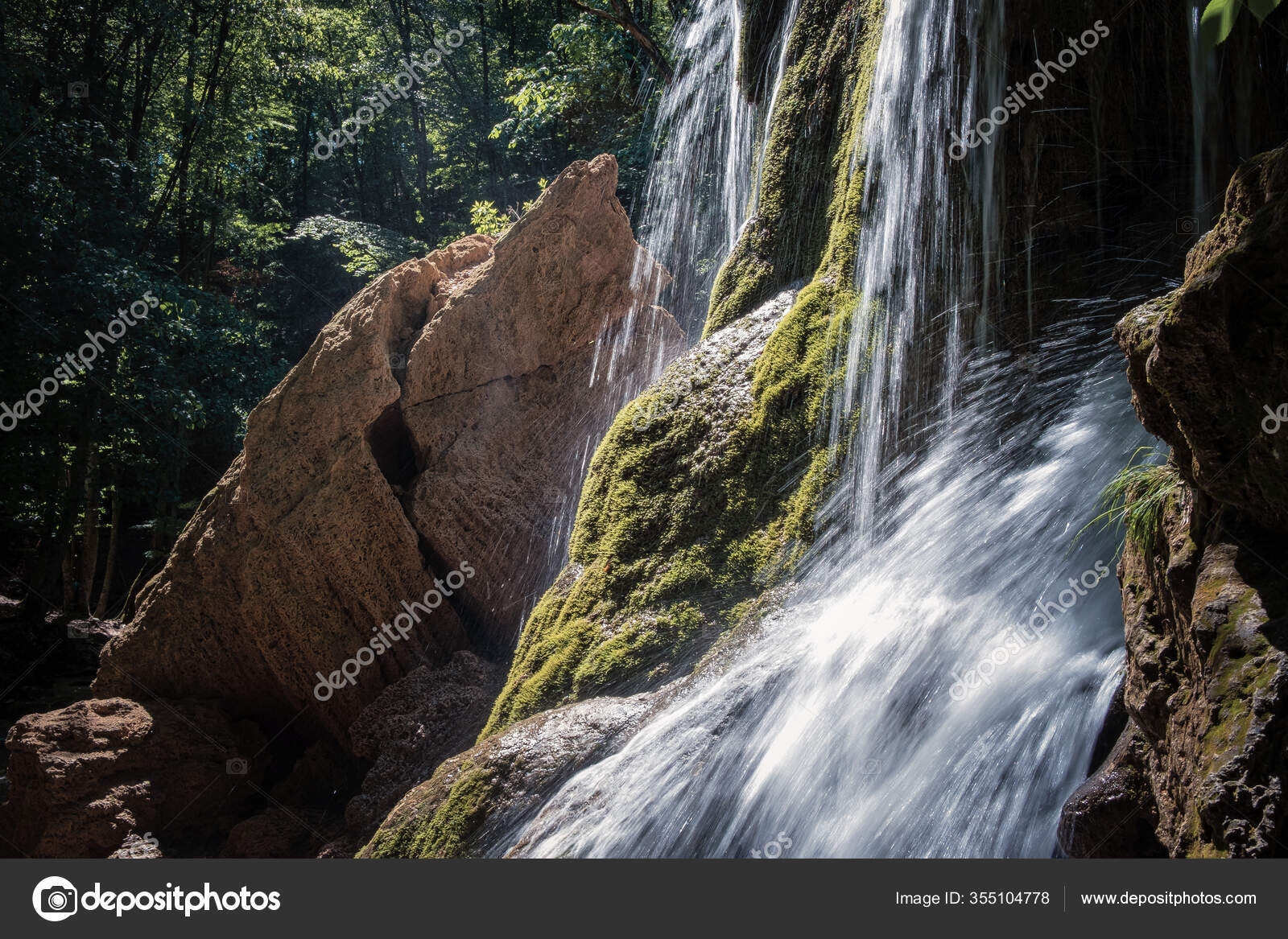Beautiful Waterfall Deep Tropical Forest Steep Mountain Adventure ...