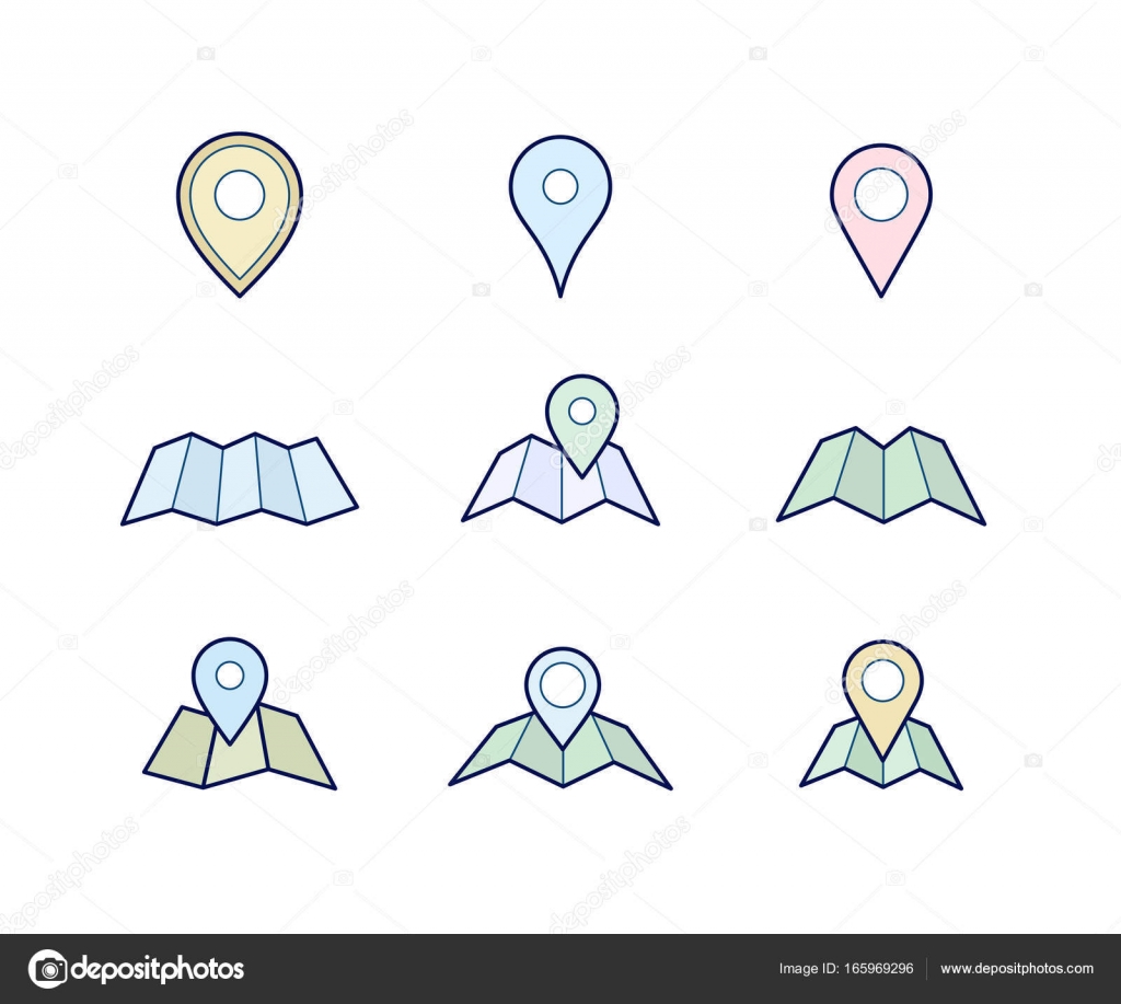 Navigation map and pin icons Stock Vector Image by ©frbird #165969296