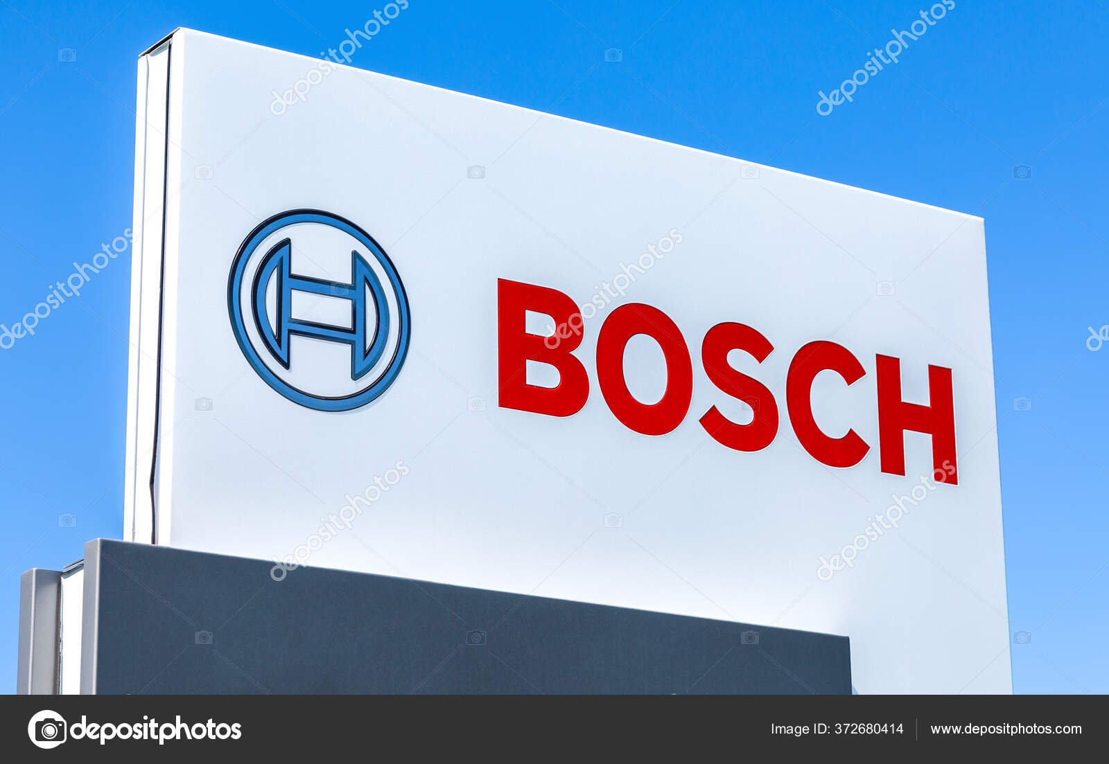 Samara Russia May 2020 Signboard Emblem Bosch Blue Sky Bosch — Stock ...