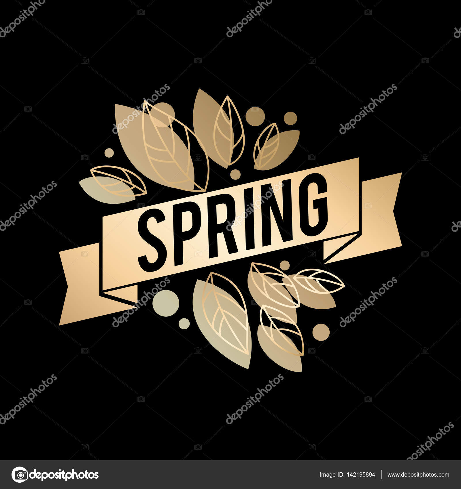 Golden spring design. Vector illustration. Big spring sale. — Stock ...