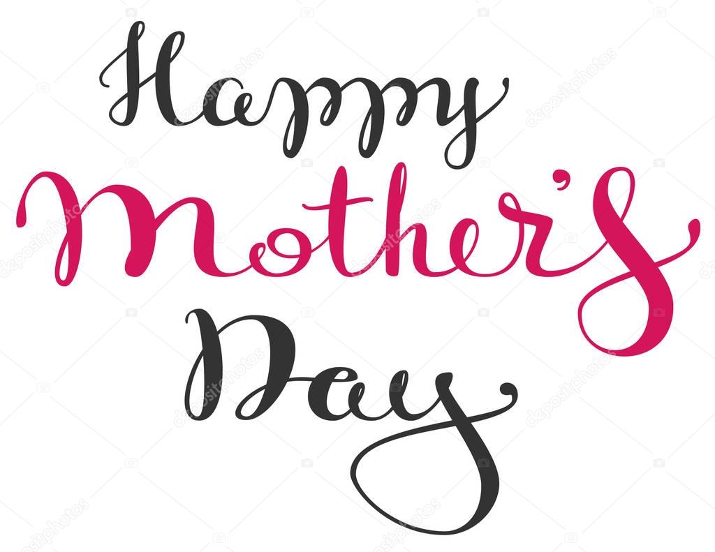 Happy Mothers Day Handwritten Lettering Text For Greeting Card — Stock